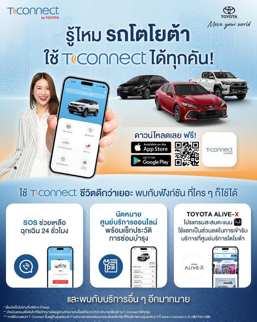 รู้ไหม รถโตโยต้าใช้ T-Connect ได้ทุกรุ่น! – TOYOTA CHUMPHON